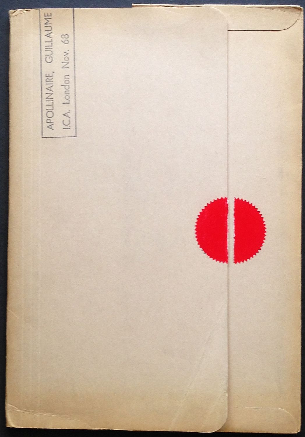 Apollinaire, Guillaume. I.C.A. London Nov. 68 by APOLLINAIRE, Guillaume ...