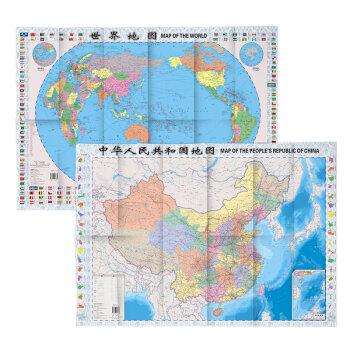 + China map world map (Fig folded bilingual 865mm * 575mm package 2 ...
