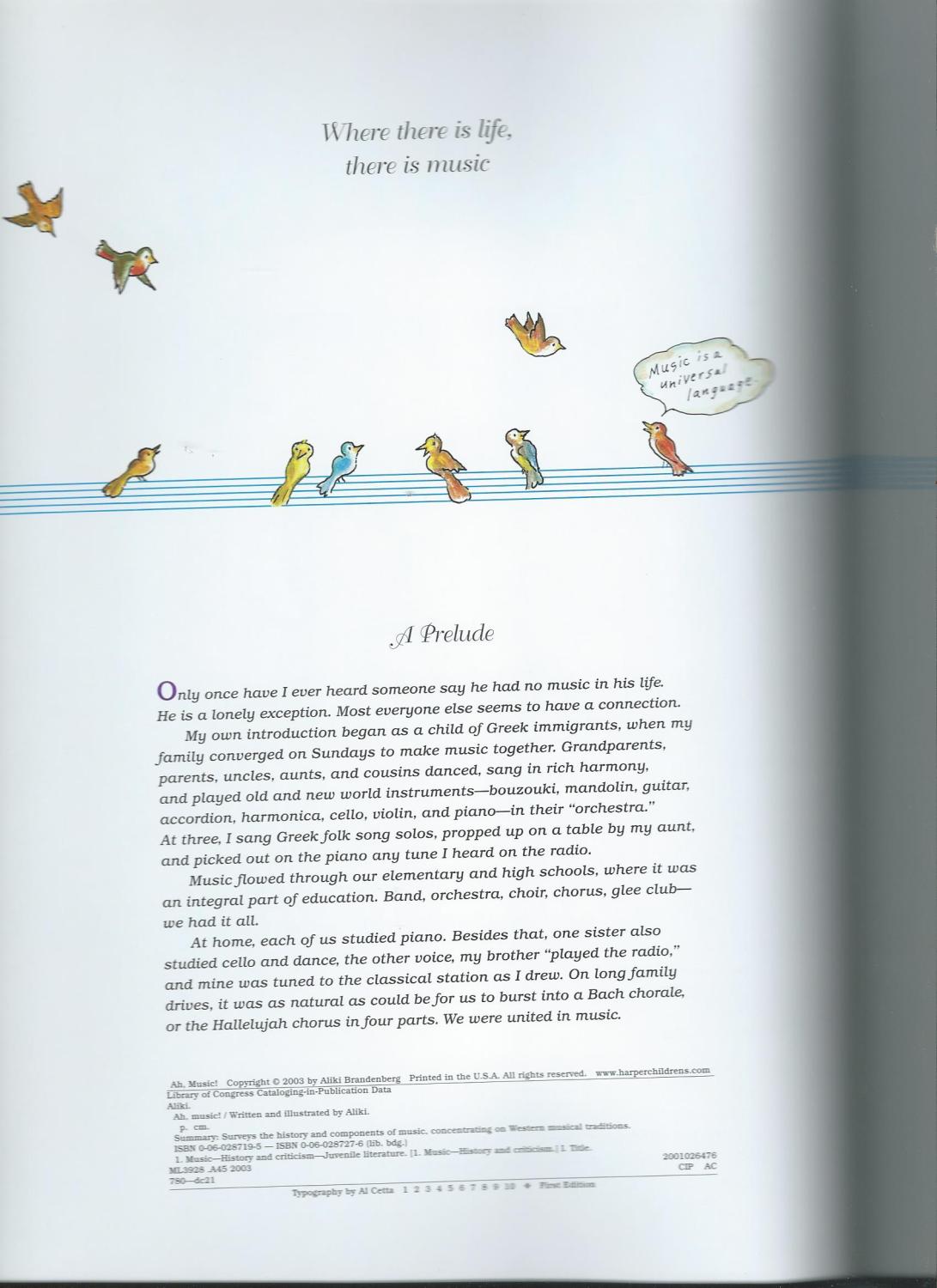 AH, MUSIC! de Aliki ; Aliki (illustrator): As New Hardcover (2003) 1st ...