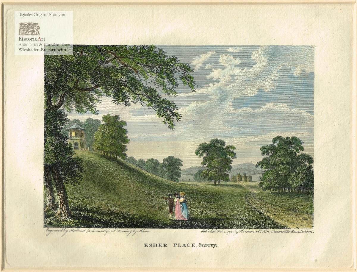 Esher Place, Surrey. Romantische Szene im Schlosspark von Esher Place ...