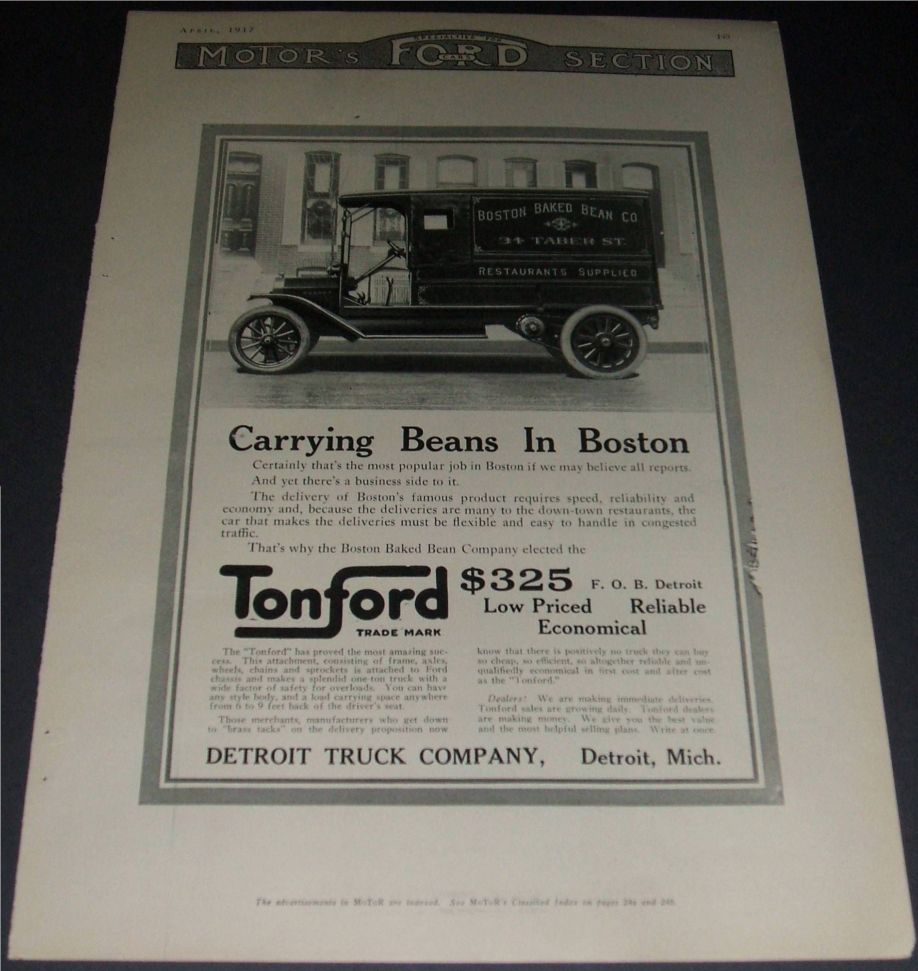 Detroit Truck Company Tonford Original 1917 Advertisement by Detroit ...