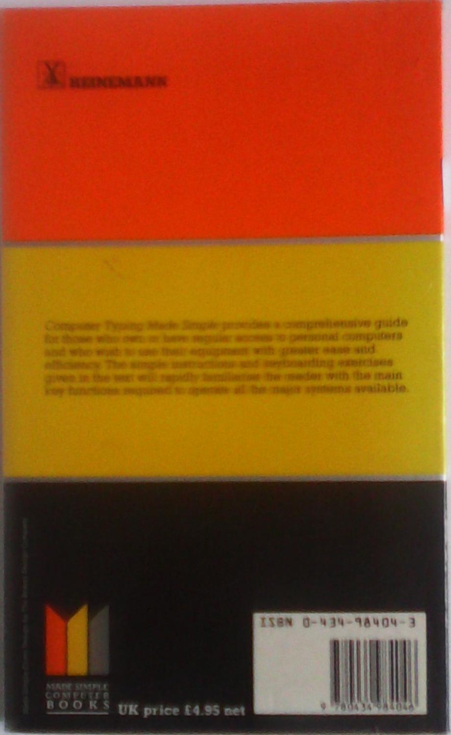 Computer Typing (Made Simple Computer Books) by Hutchinson, Betty ...