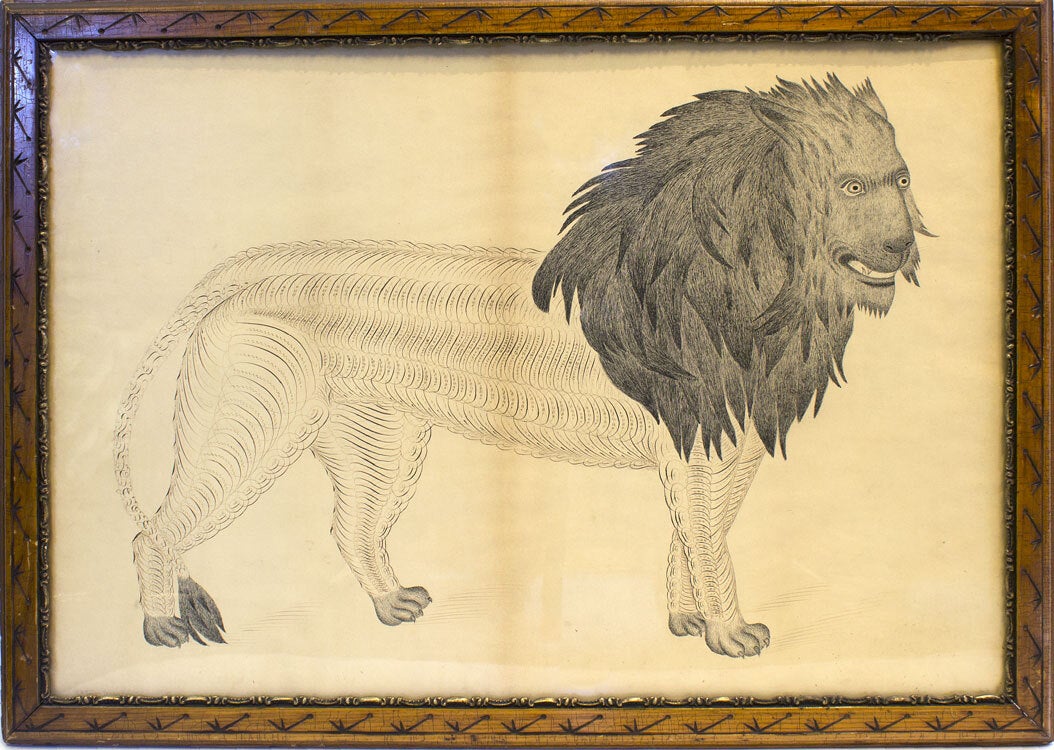 [American School calligraphic drawing of a Lion] by (Calligraphy ...