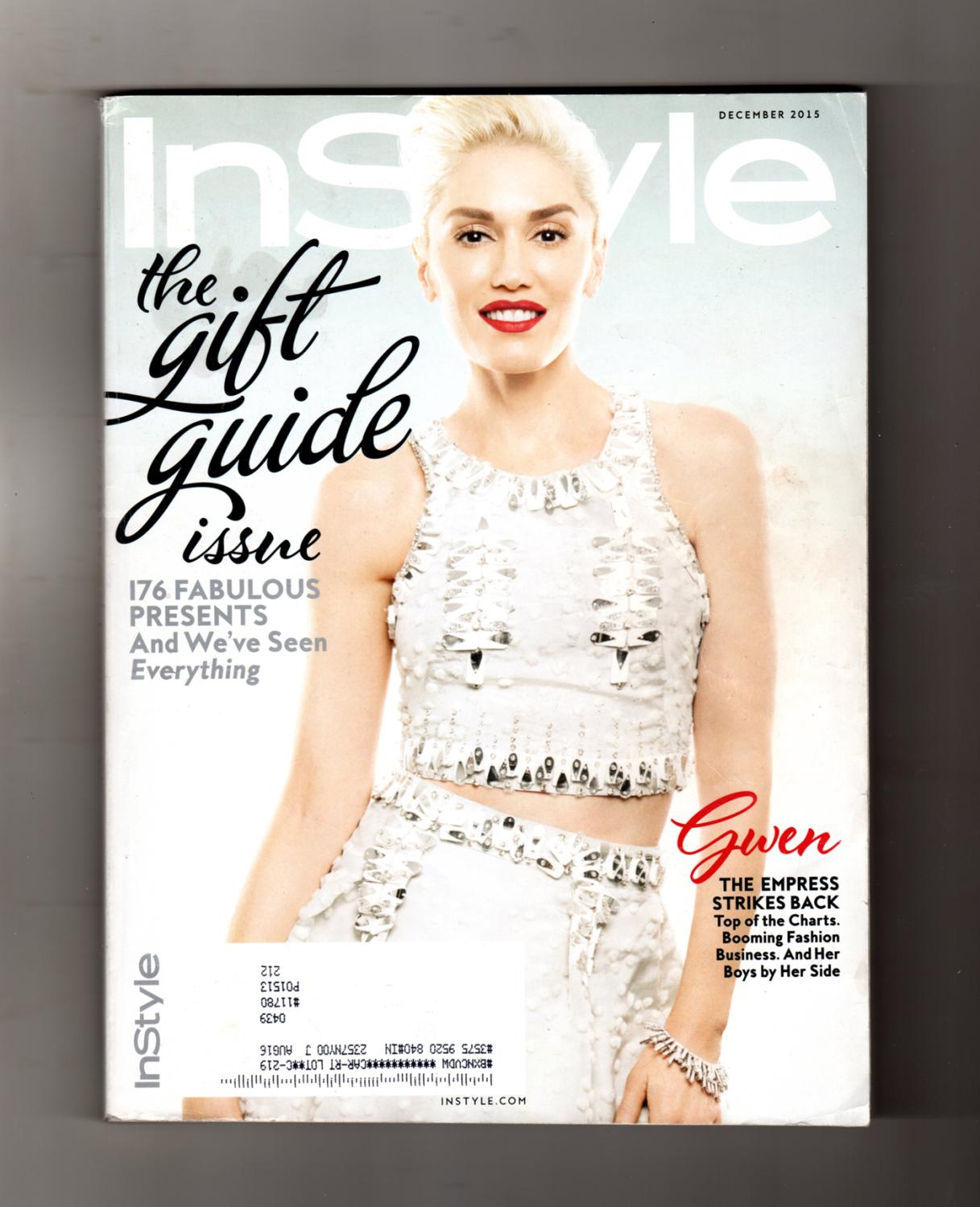 InStyle Magazine - December, 2015. Gwen Stefani Cover. Gift Guide Issue ...