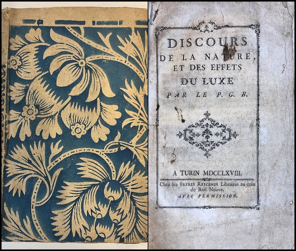 Discours de la nature et des effects du luxe. by GERDIL Giacinto ...