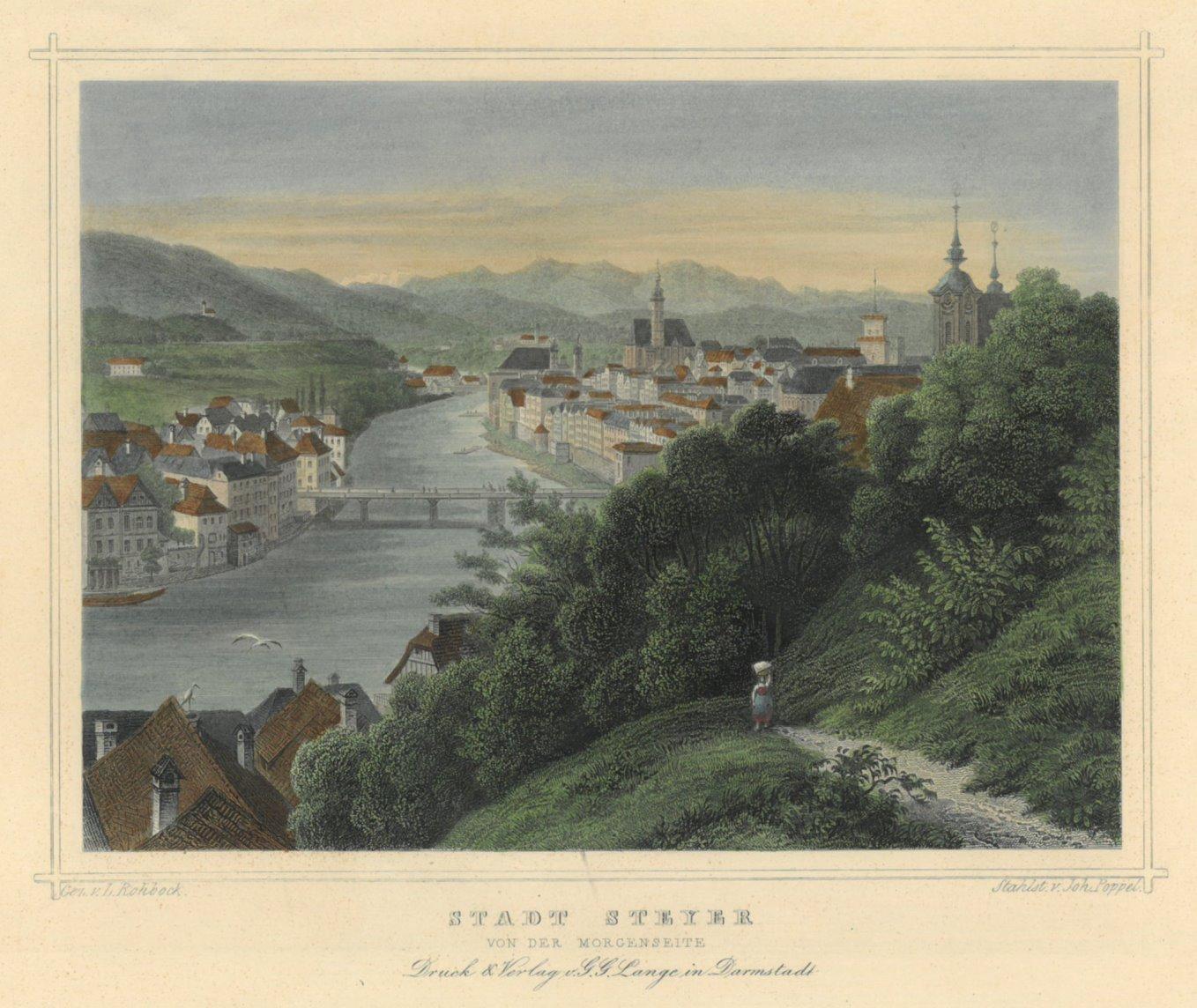 STEYR. Gesamtansicht "von der Morgenseite".: Kunst / Grafik / Poster ...