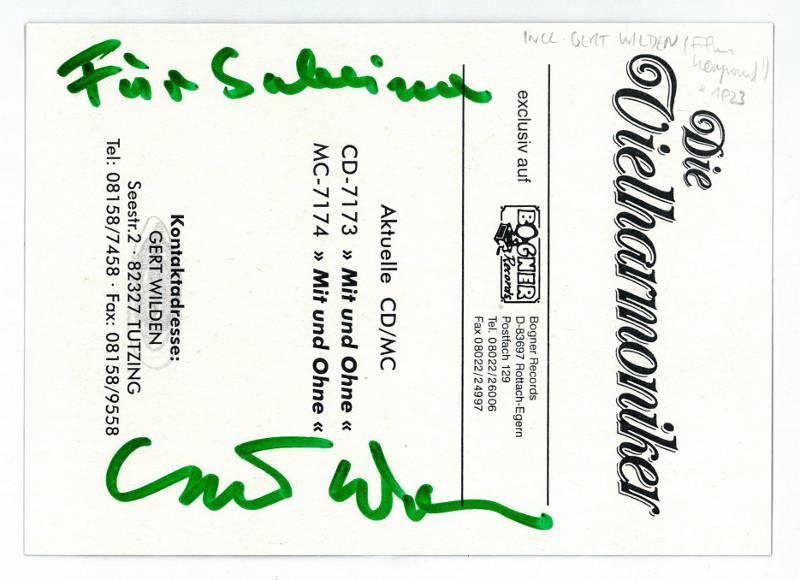 Autogrammkarte mit eigenh. U. von Wilden, Gert, Komponist (1917-2015 ...