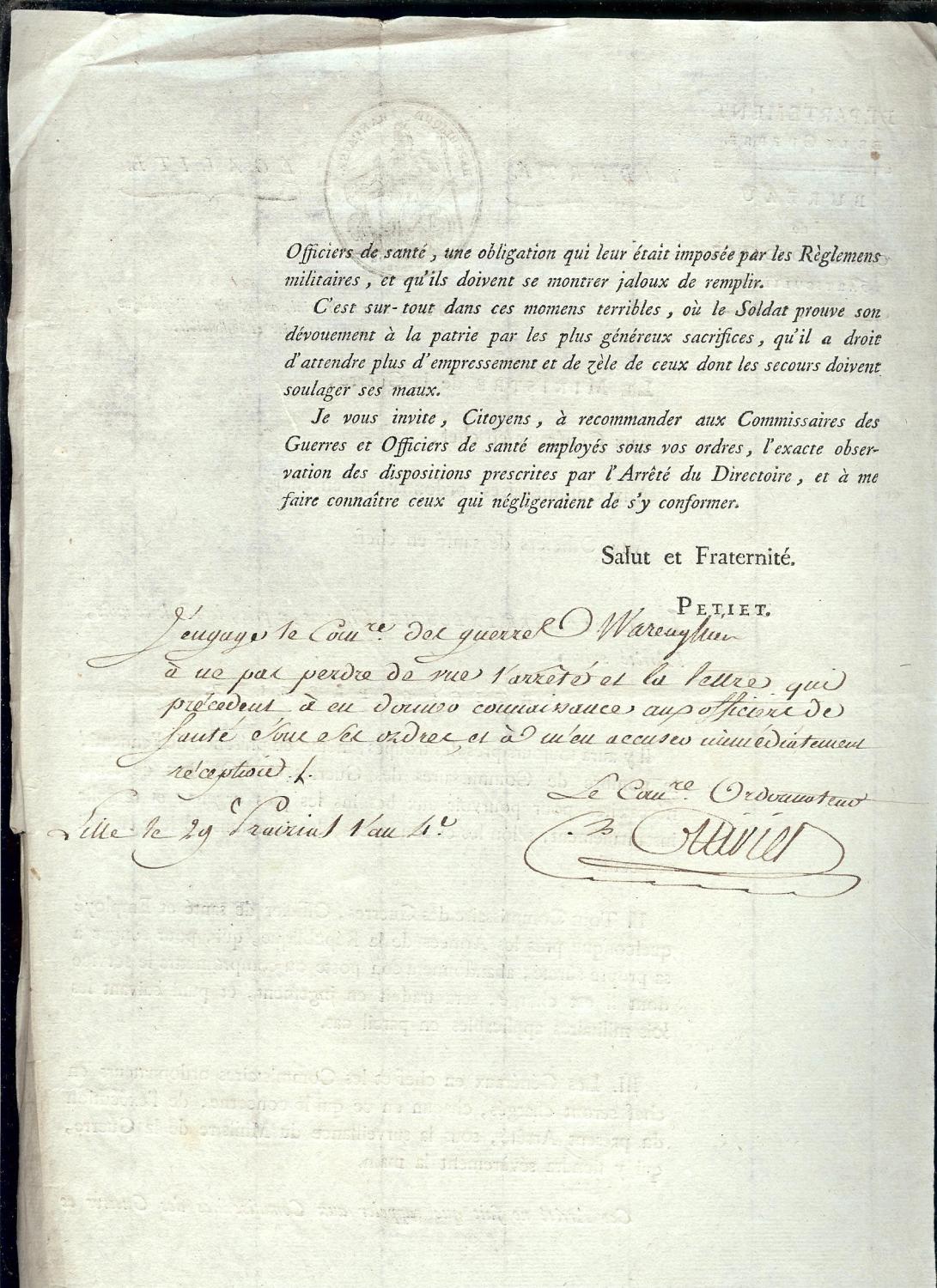 CORRESPONDANCE & DOCUMENTS de Louis Philippe François DE WARENGHIEN de ...