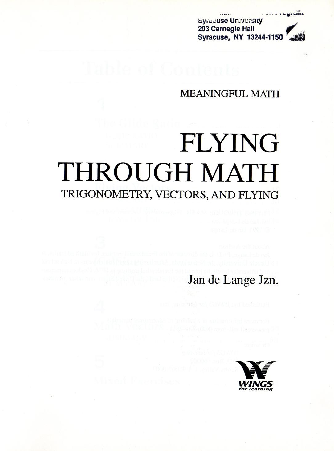 Flying Through Math: Trigonometry, Vectors, and Flying (Meaningful Math ...