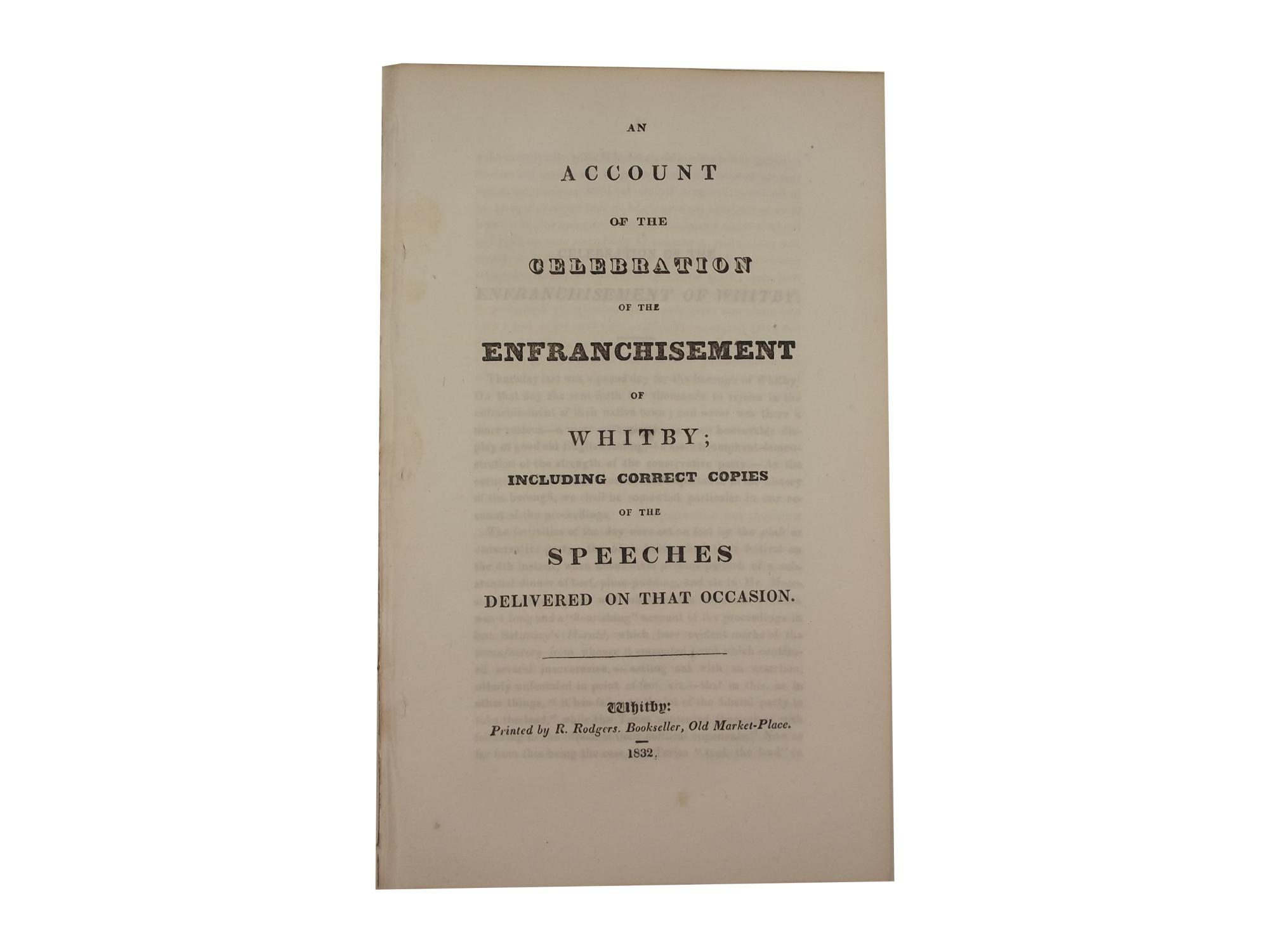 An Account of the Celebration of the Enfranchisement of Whitby ...