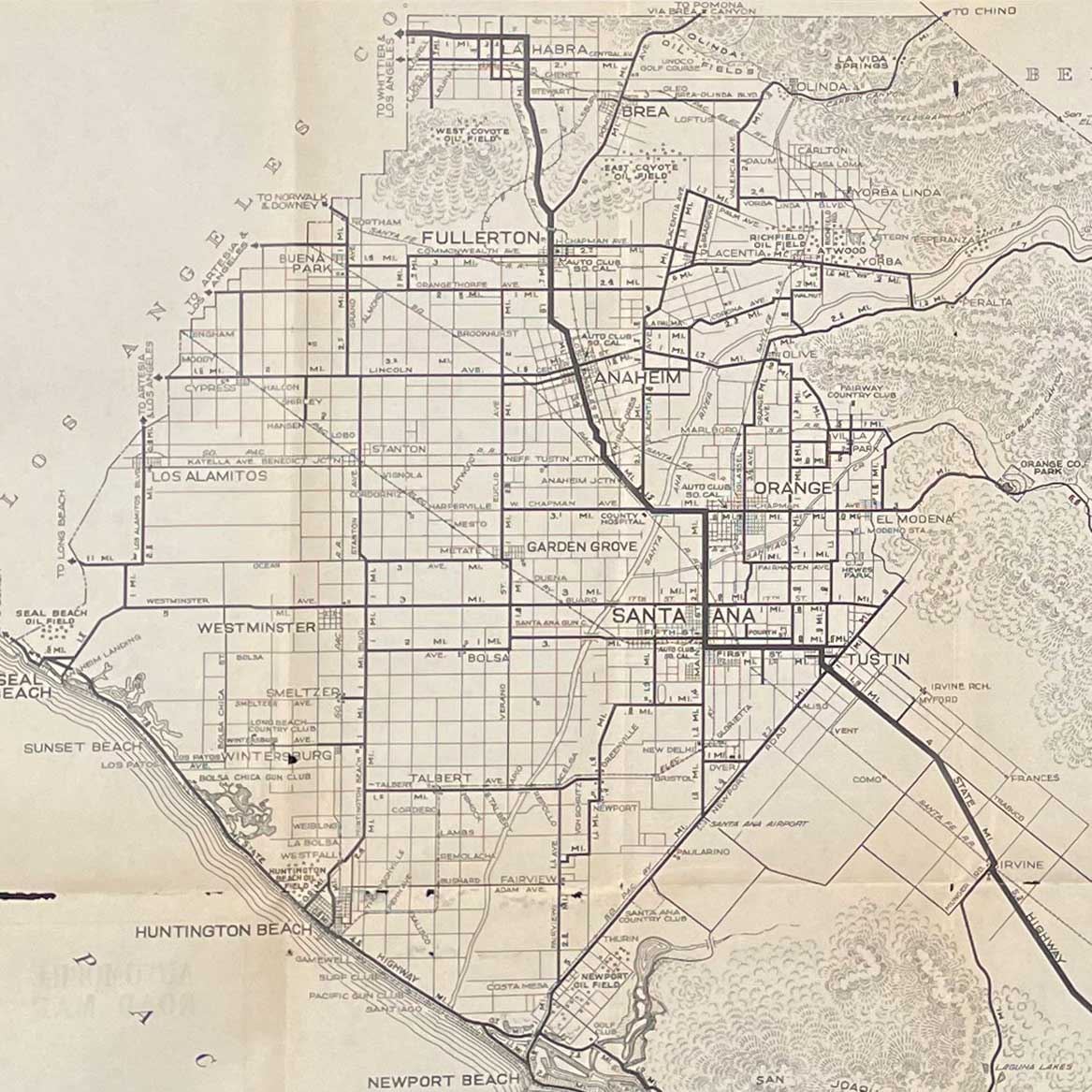 Automobile Road Map of Orange County California. by CALIFORNIA - ROAD ...