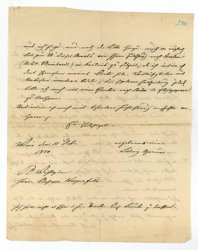 Eigenh. Brief mit U. von Gruner, Ludwig, Maler (1801-1882).: Manuskript ... Eigenh. Brief mit U. von Gruner, Ludwig, Maler (1801-1882).: Manuskript ...