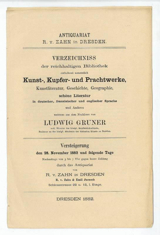 Eigenh. Brief mit U. von Gruner, Ludwig, Maler (1801-1882).: Manuskript ... Eigenh. Brief mit U. von Gruner, Ludwig, Maler (1801-1882).: Manuskript ...