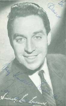 Promotional card of Lee Lawrence, signed and inscribed. by Lawrence ...