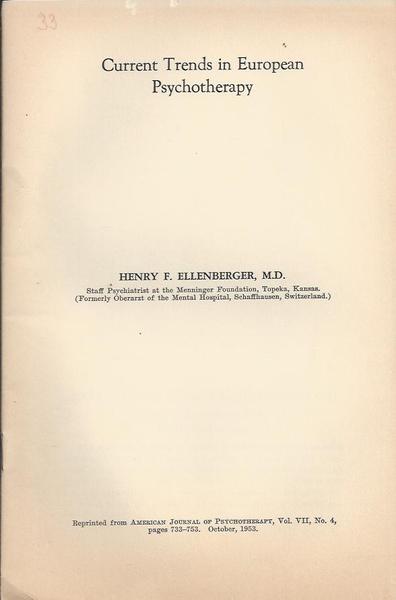Currents trends in European Psychotherapy OFFPRINT by Henri F ...