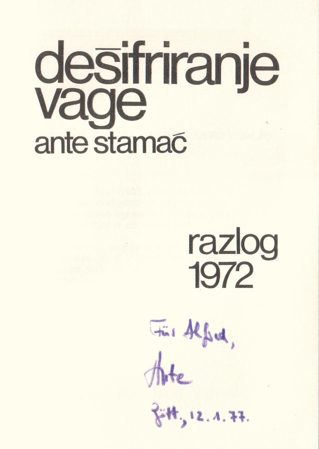 desifriranje vage razlog 1972 - studentski centar sveucilista u zagrebu ...