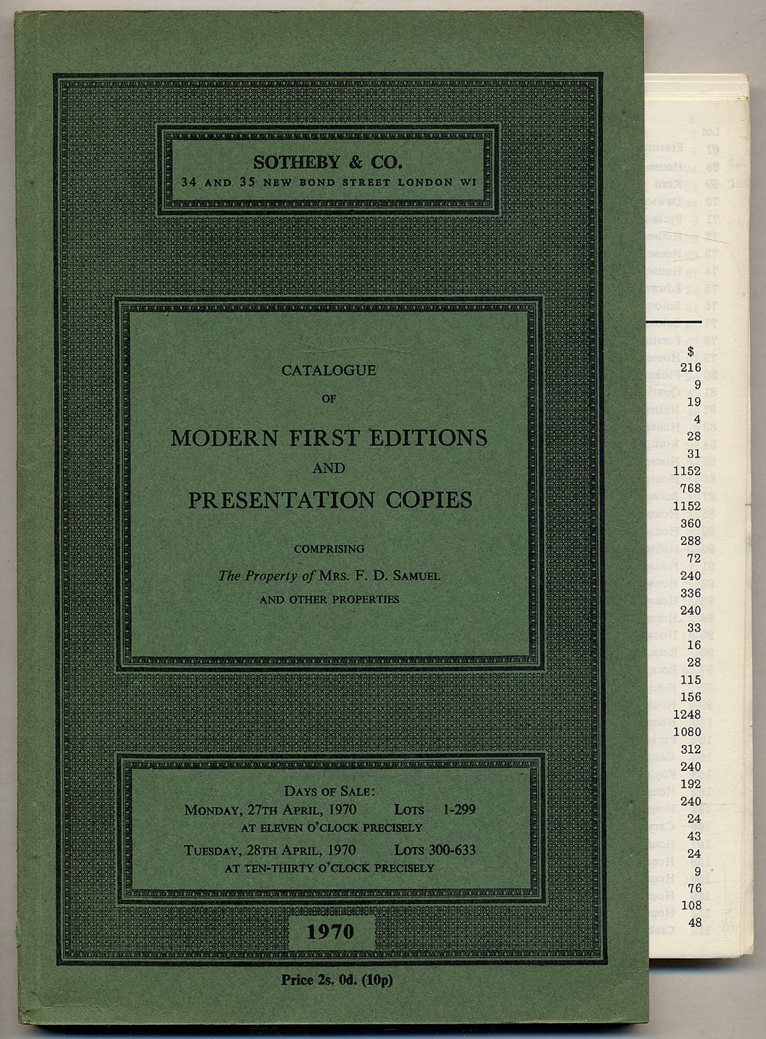 Catalogue of Modern First Editions and Presentation Copies: Fine ...