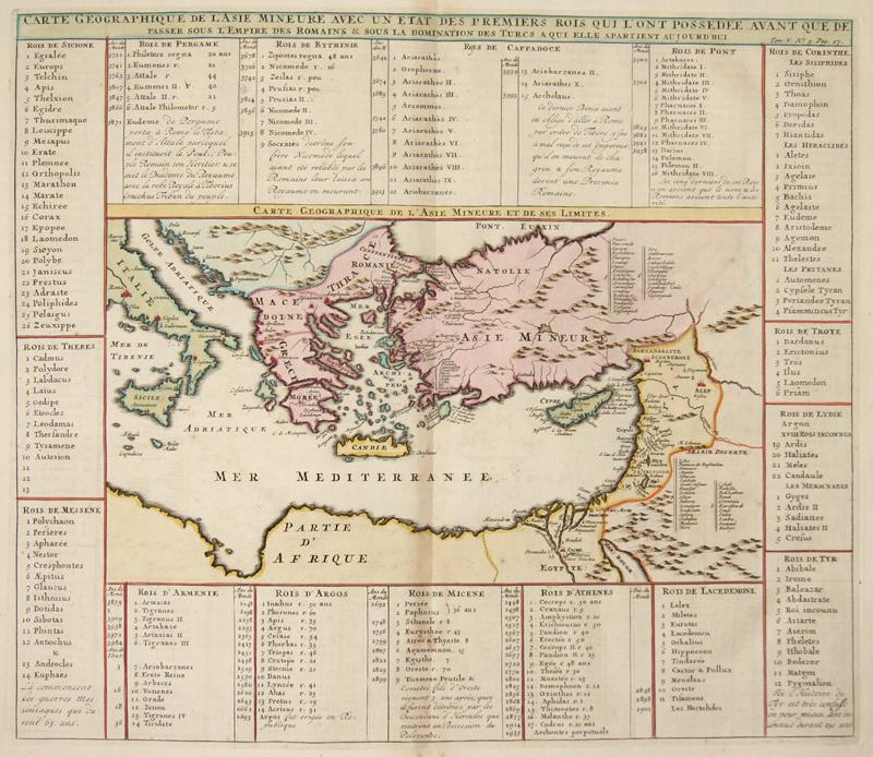 Carte Geographique de l'Asie Mineure avec un etat des Premiers rois qui ...