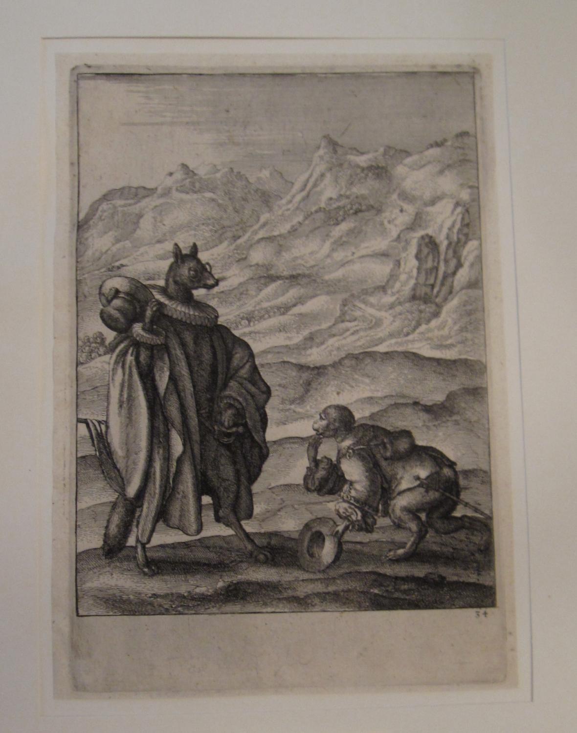 W. Hollar: "The French Ape and the Spanish Fox." Original Engraving. by ...