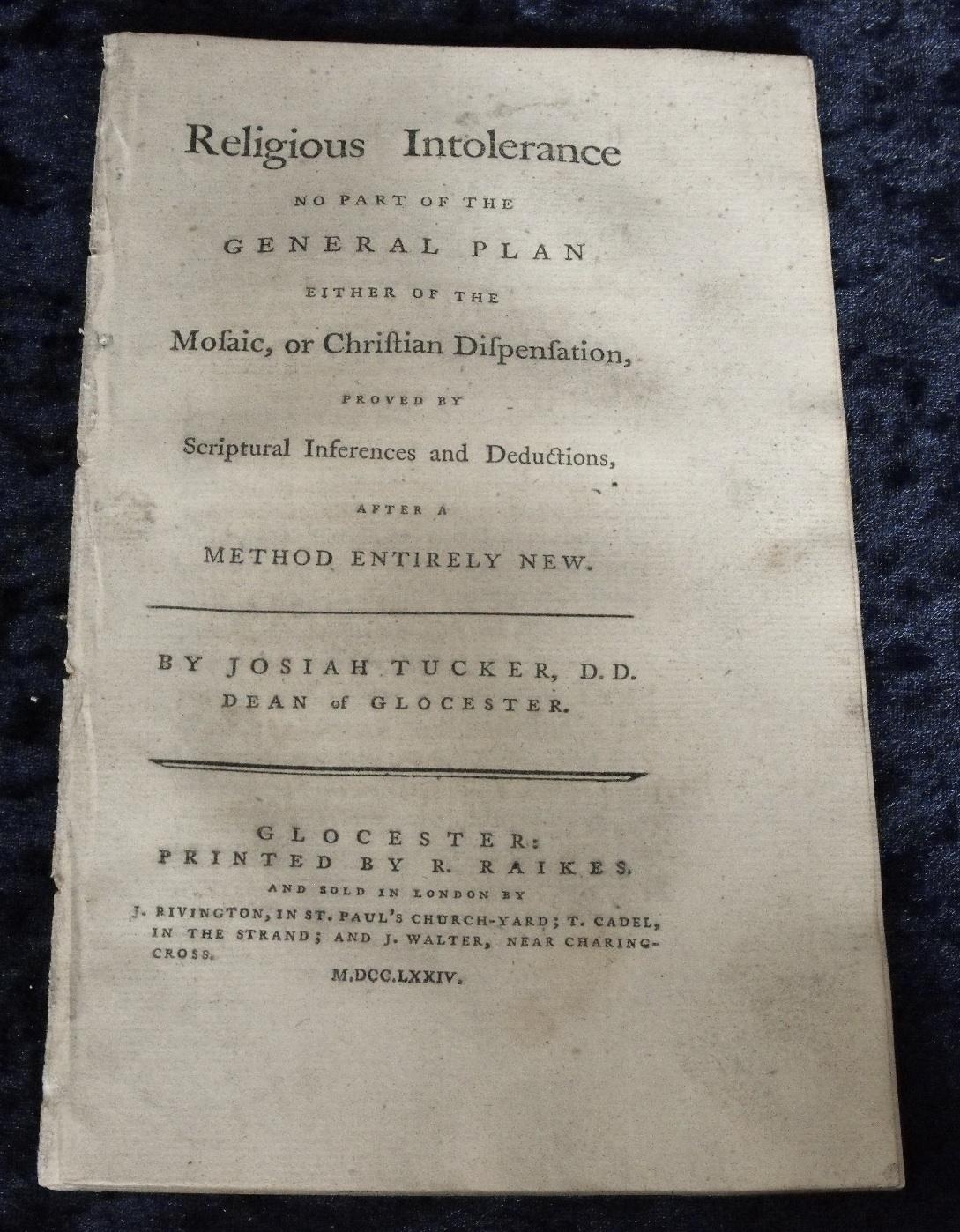 Religious Intolerance No Part of the General Plan Either of the Mosaic ...