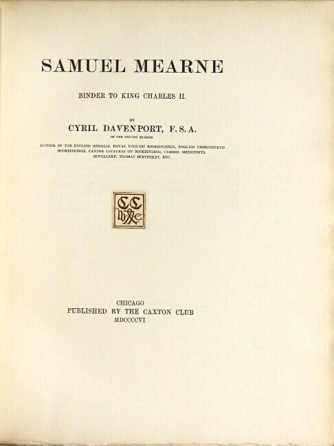 Samuel Mearne, binder to King Charles II by Davenport, Cyril: (1906 ...