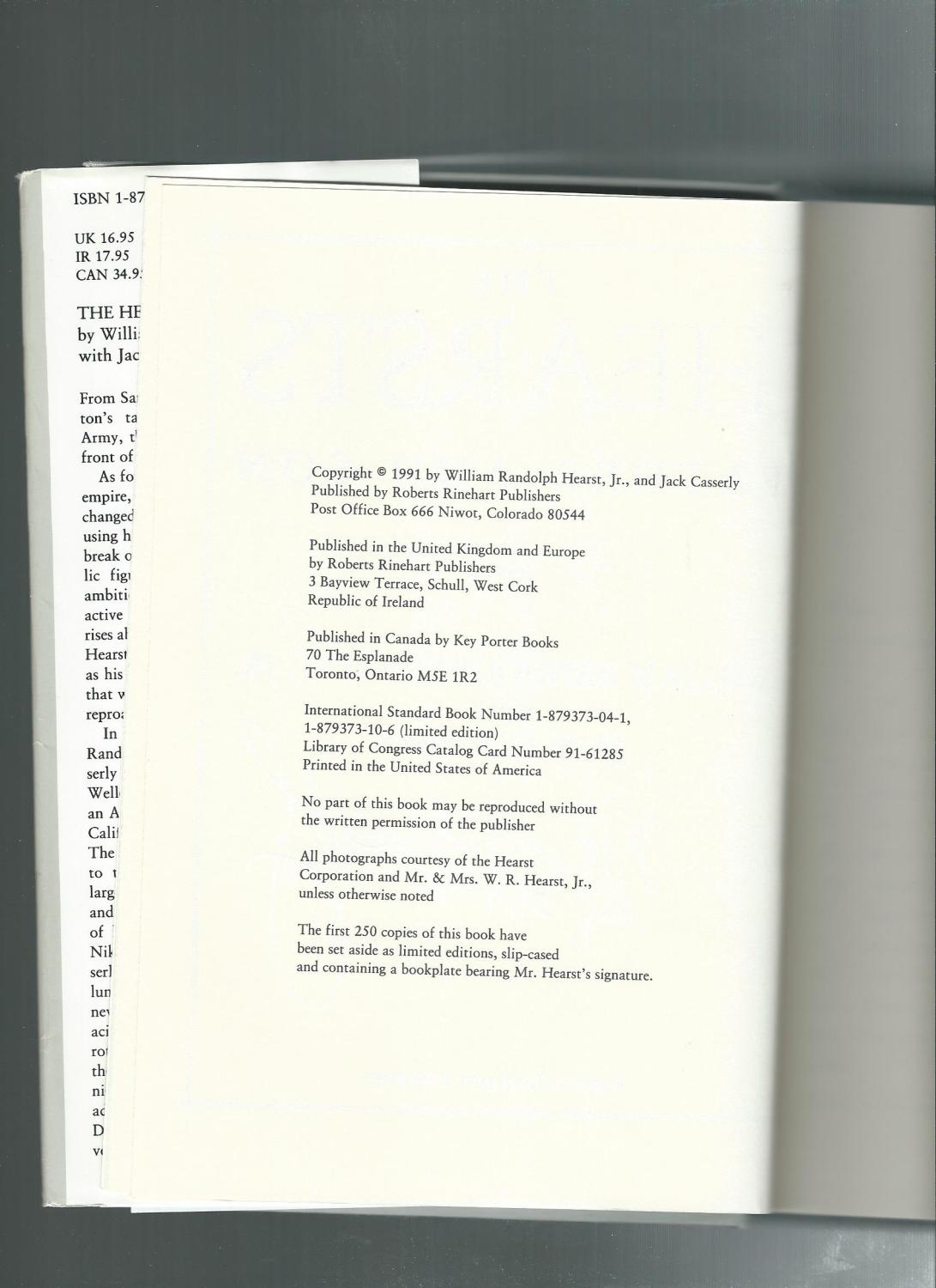 The Hearsts: Father and Son by Hearst, William Randolph, Jr.; Casserly ...