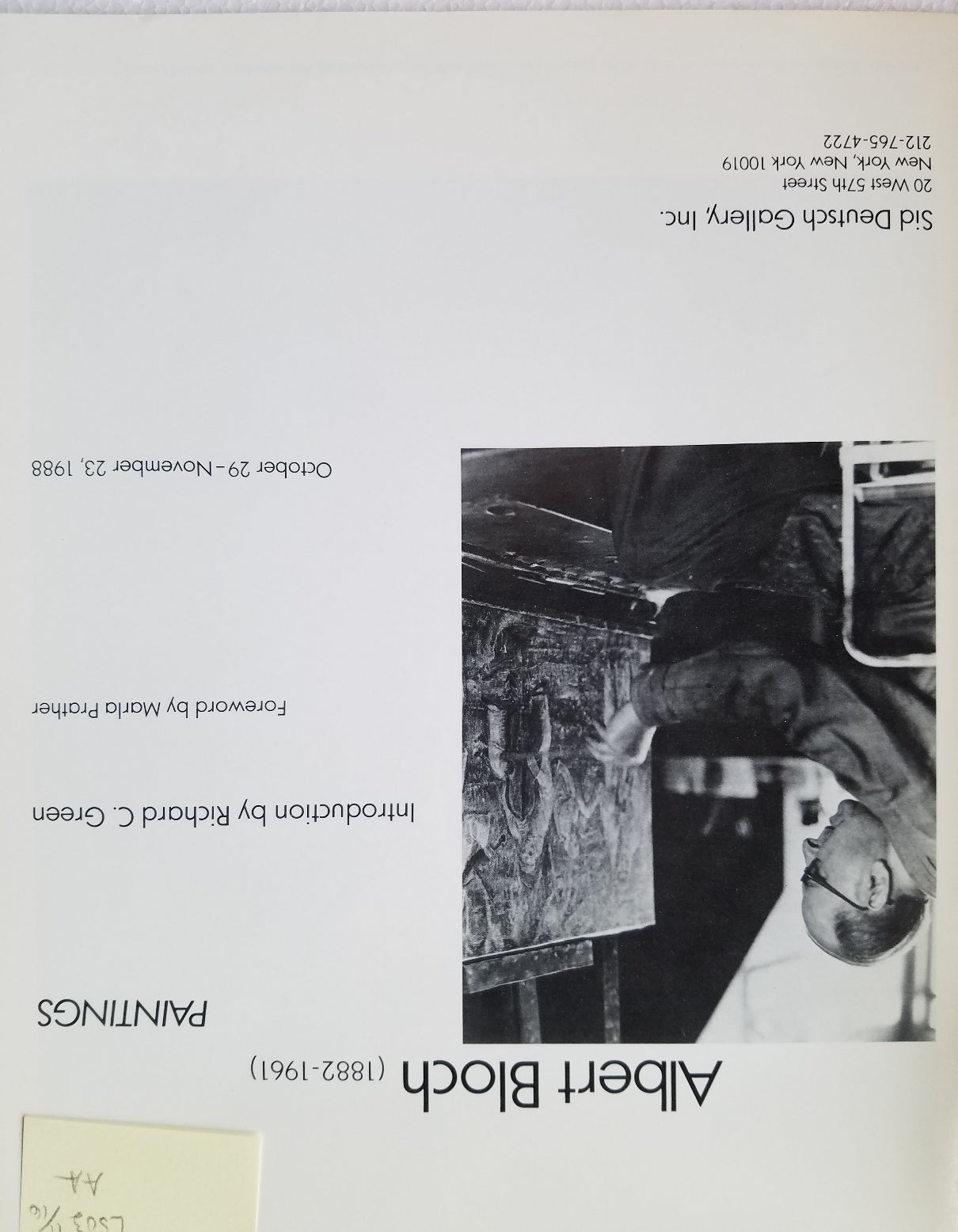 Albert Bloch Paintings by Green, Richard and Marla Prather: VG, small ...