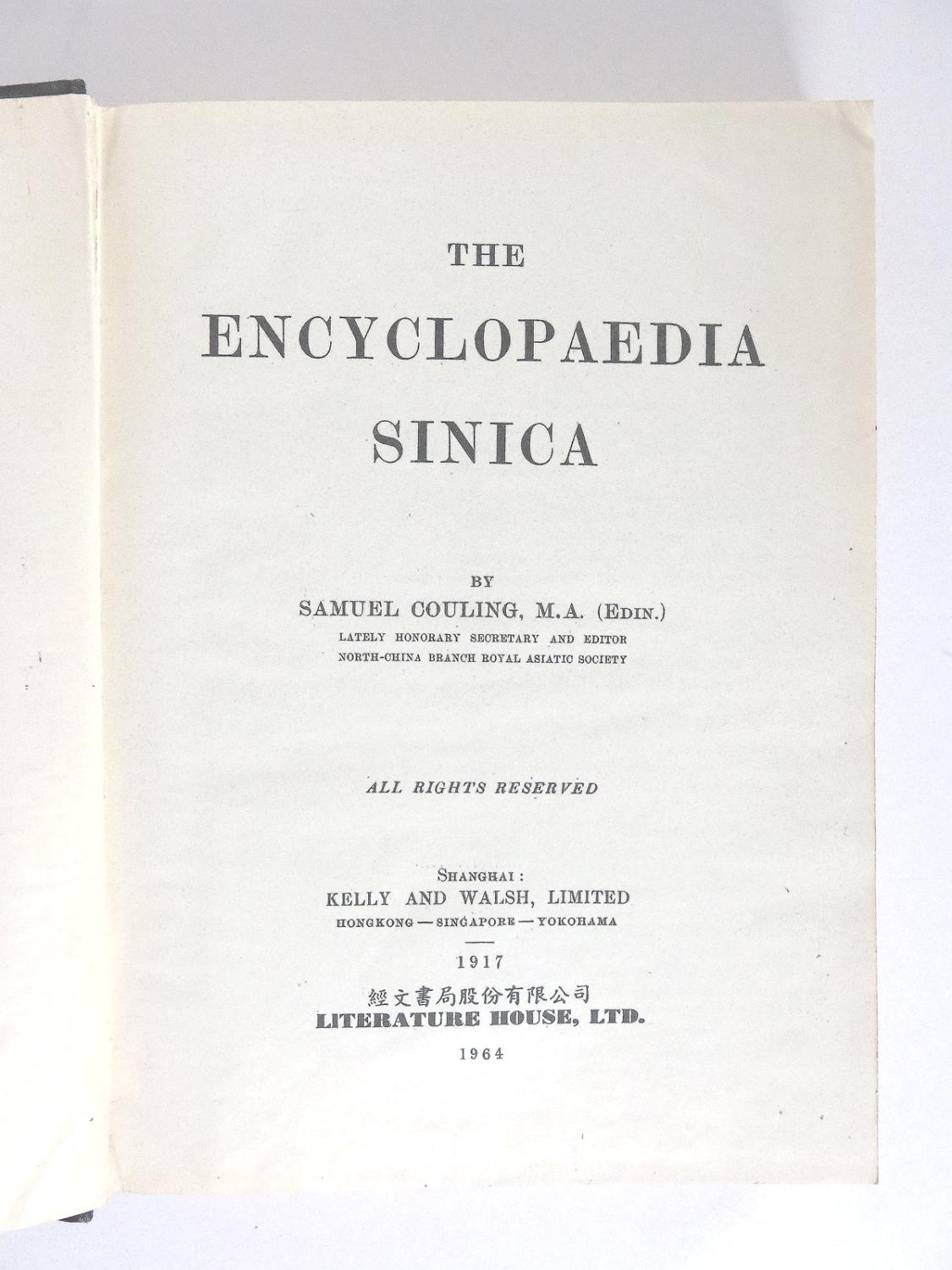 The encyclopaedia sinica. by Couling, Samuel: Gut bis sehr gut ...