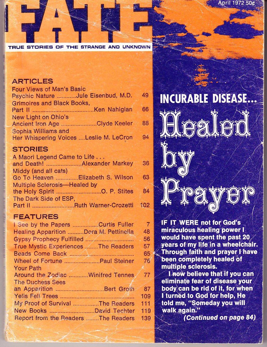 Fate Magazine April 1972 No. 265 by Fuller, Mary Margaret (editor ...