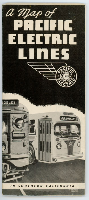 A Map of the Pacific Electric Lines. Map title: Rail and Motor Coach ...