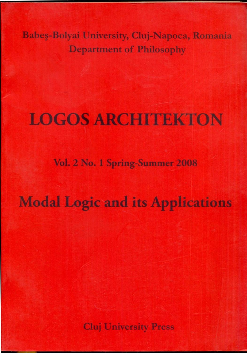 Modal Logic and its Applications [= Logos Architekton: Journal of Logic ...