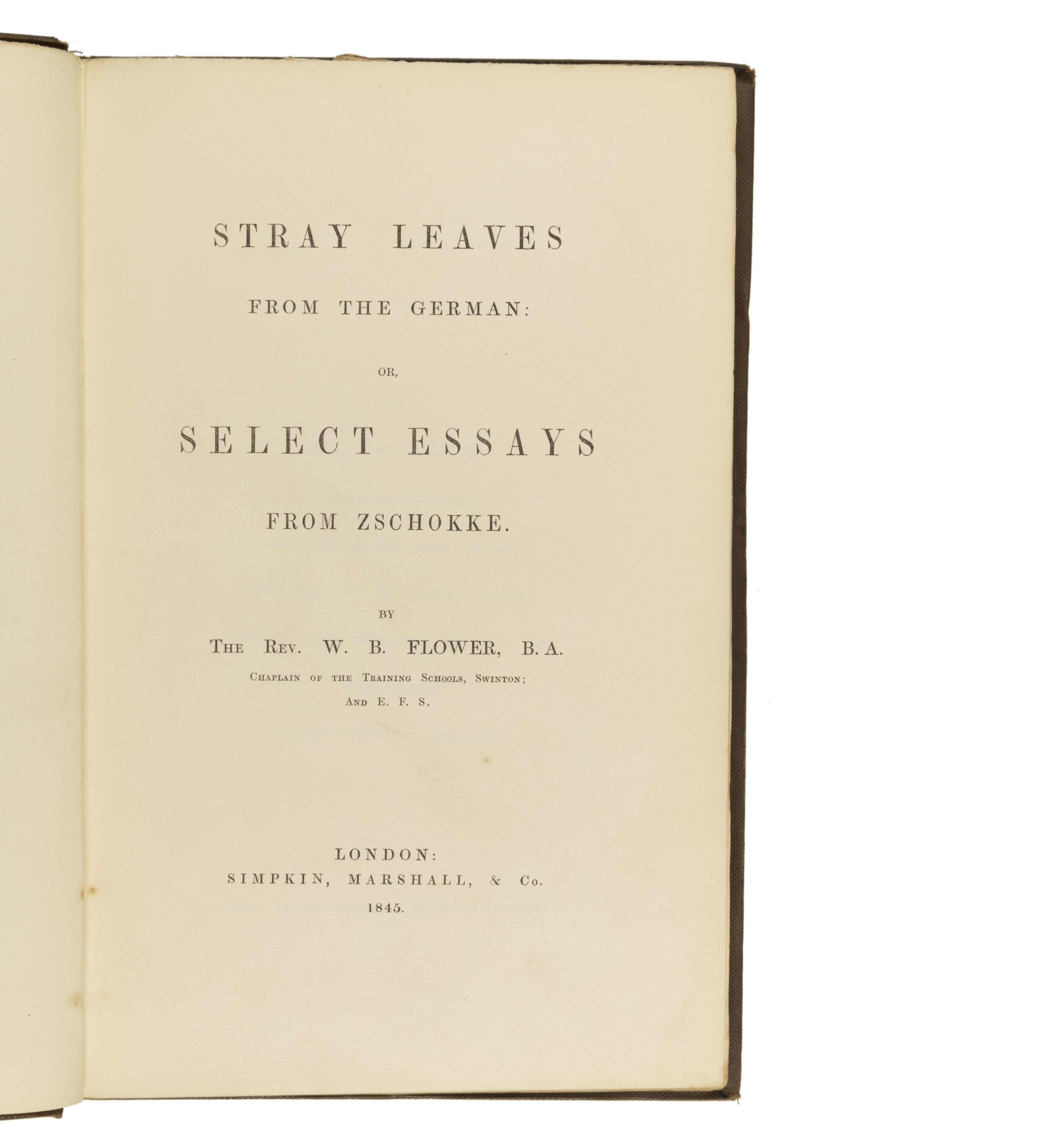 Stray Leaves from the German: or, Select essays from Zschokke. By W.B ...