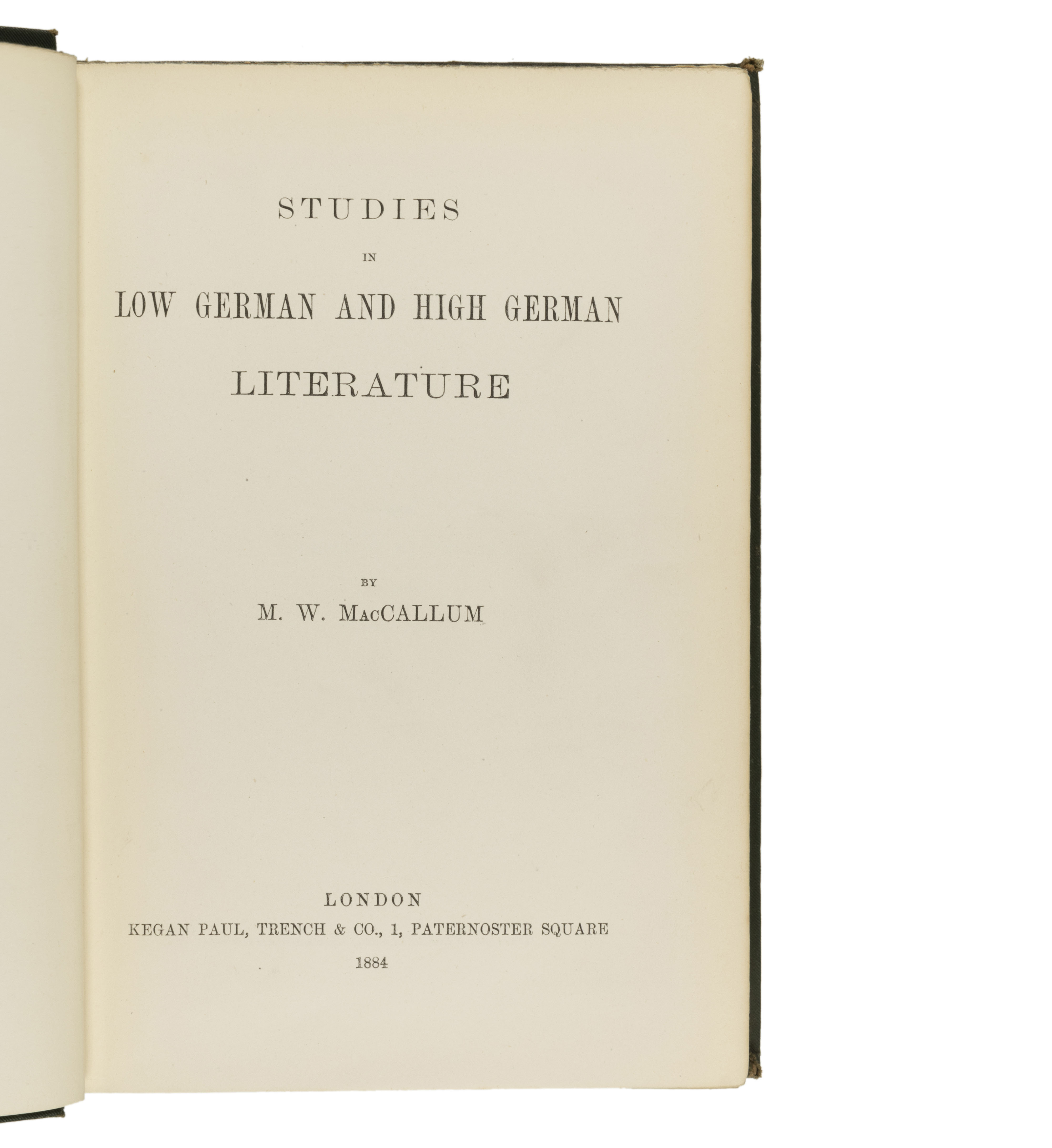 Studies in Low German and High German Literature. von MACCALLUM, Mungo ...