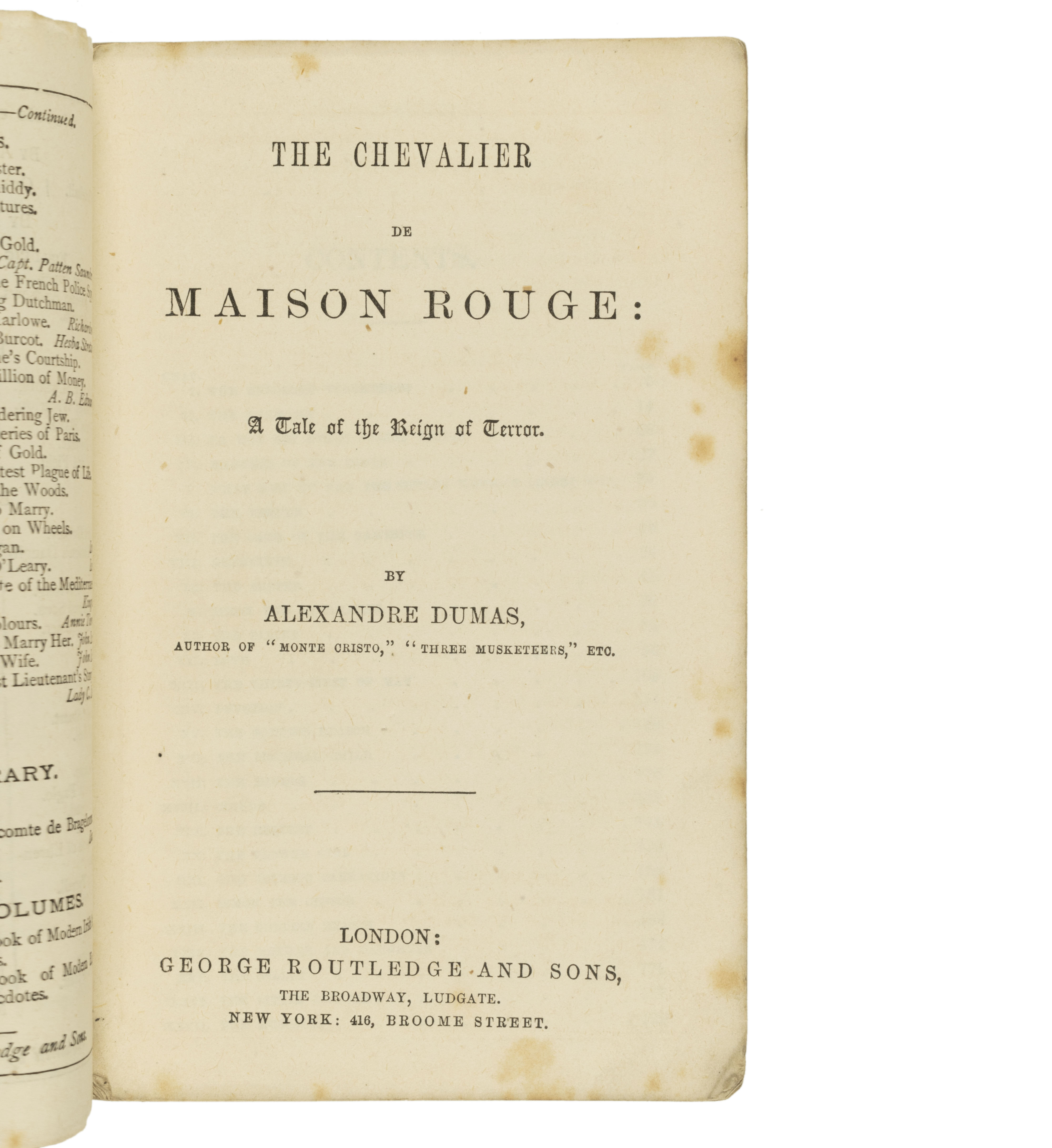 The Chevalier de Maison Rouge: a tale of the reign of terror. by DUMAS ...