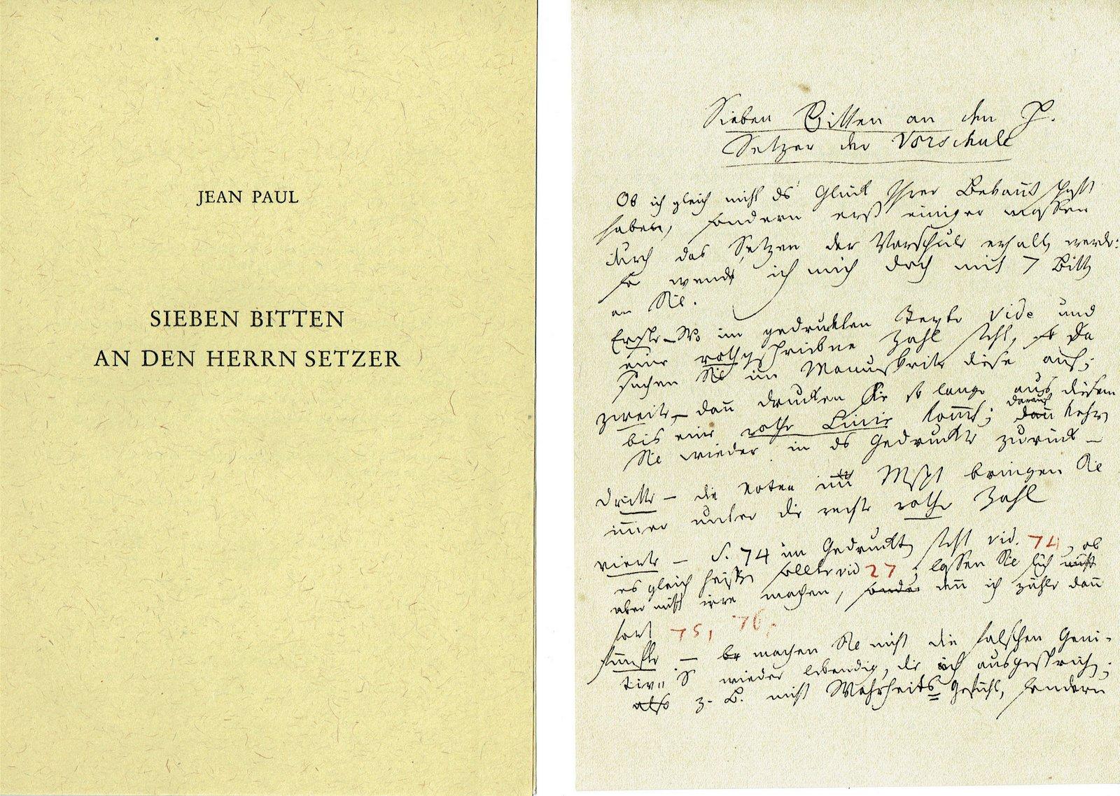 Sieben Bitten an den Herrn Setzer. (= Faksimiledruck Nr. 3). von Jean ...