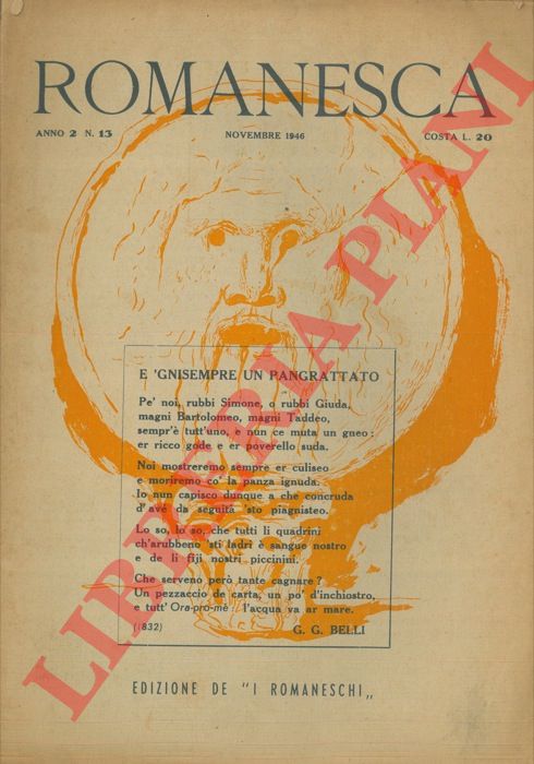 Romanesca. Antologia dei poeti romaneschi. by -: (1946) Magazine ...