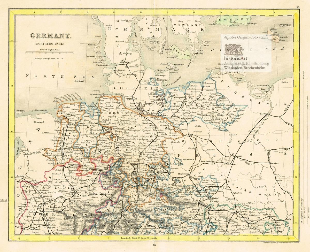 Germany (Northern Part). Landkarte der Norddeutschen Provinzen des ...