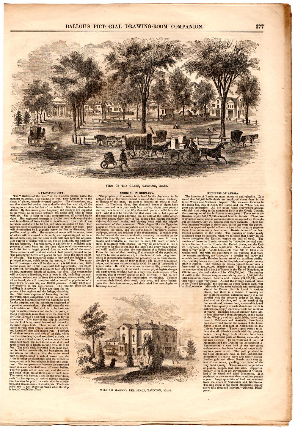Ballou's Pictorial and Drawing-Room Companion June 14 1856 [Taunton ...