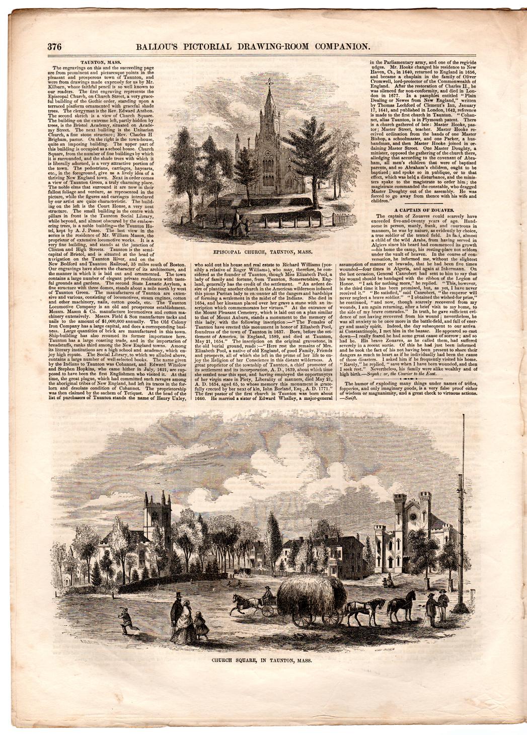 Ballou's Pictorial and Drawing-Room Companion June 14 1856 [Taunton ...