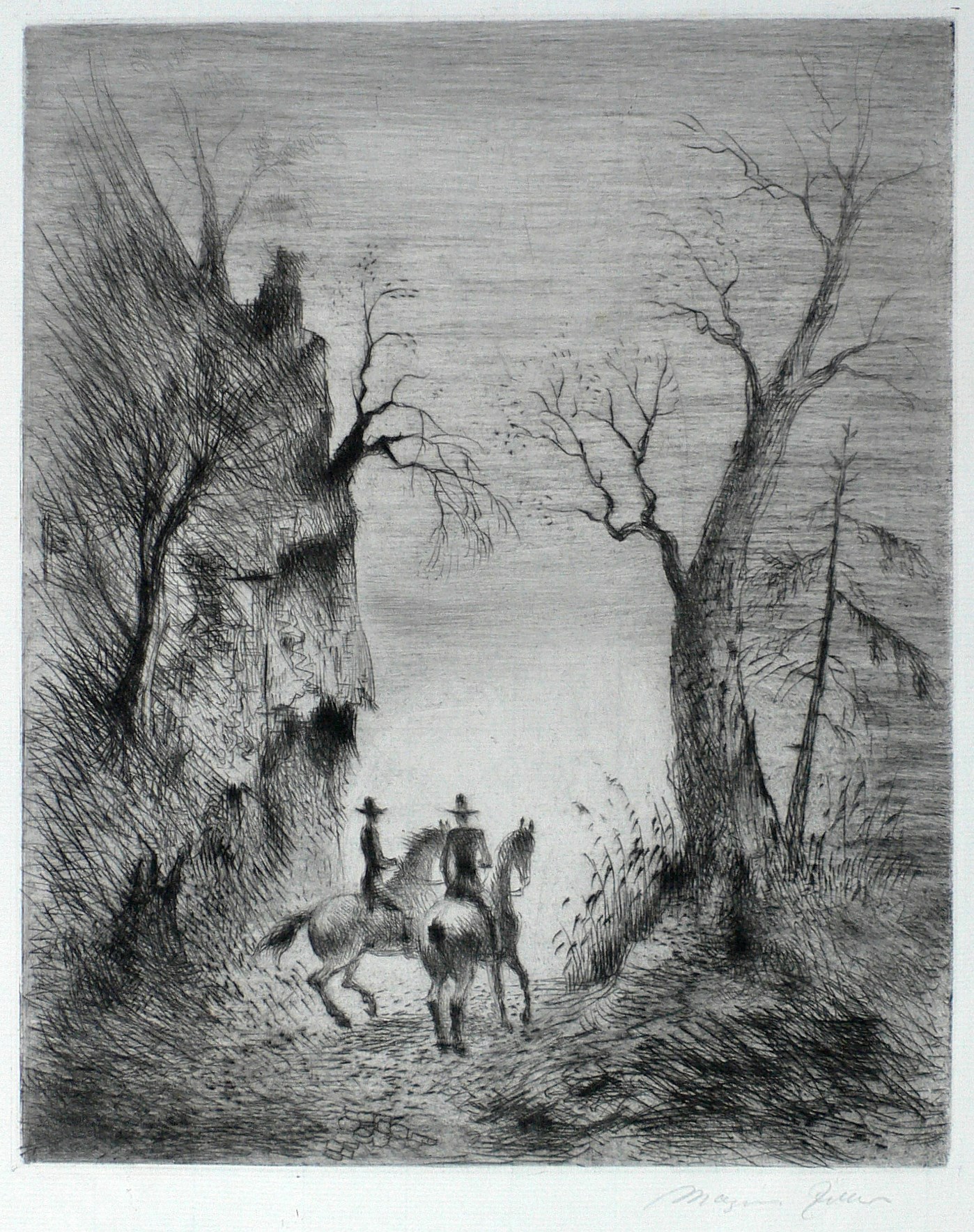 Zeller, Magnus. Zwei Reiter in felsiger Landschaft. von Magnus Zeller ...