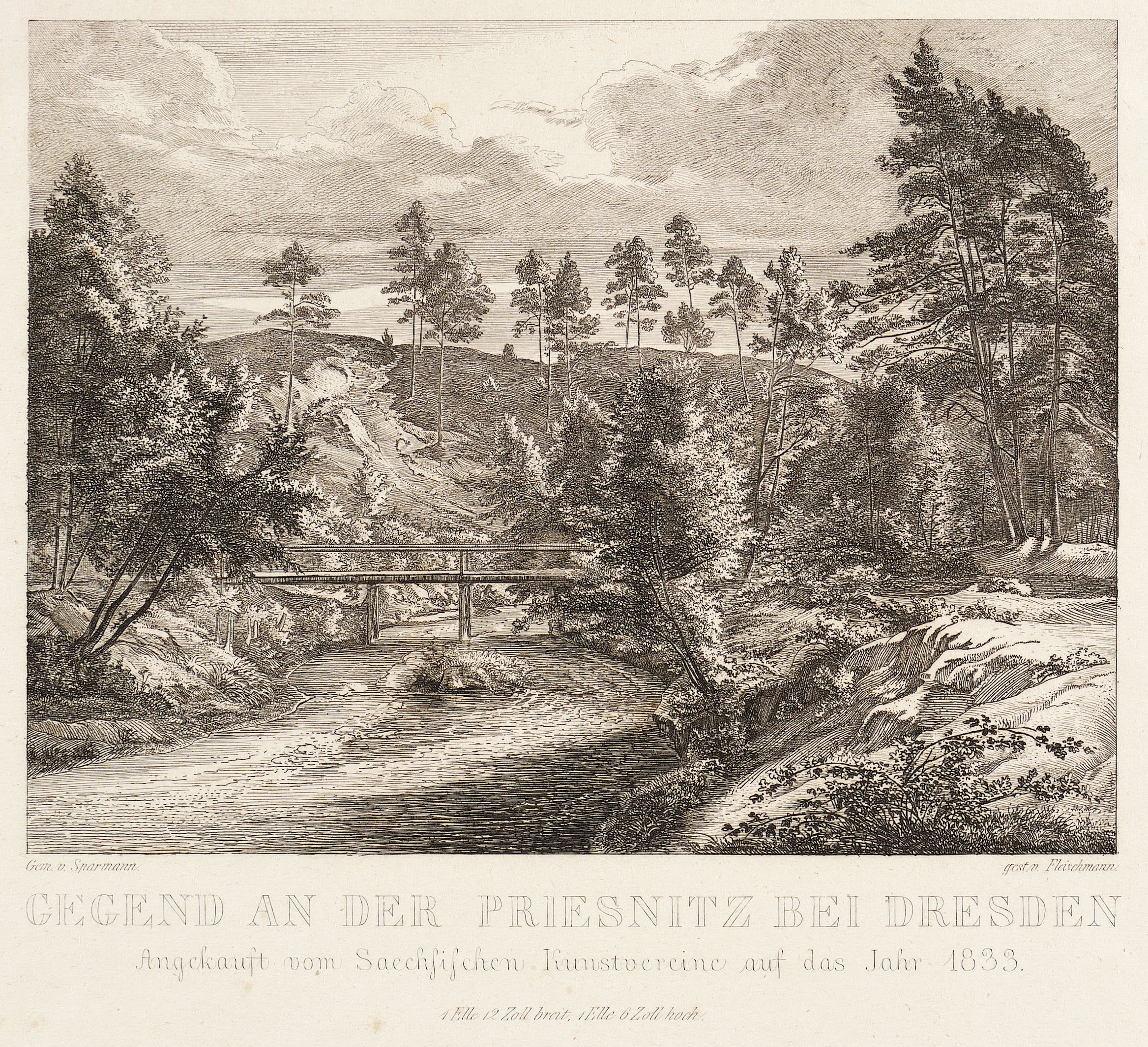 Dresden. Dresdner Heide. - Holzbrück über die Prießnitz. Julius ...