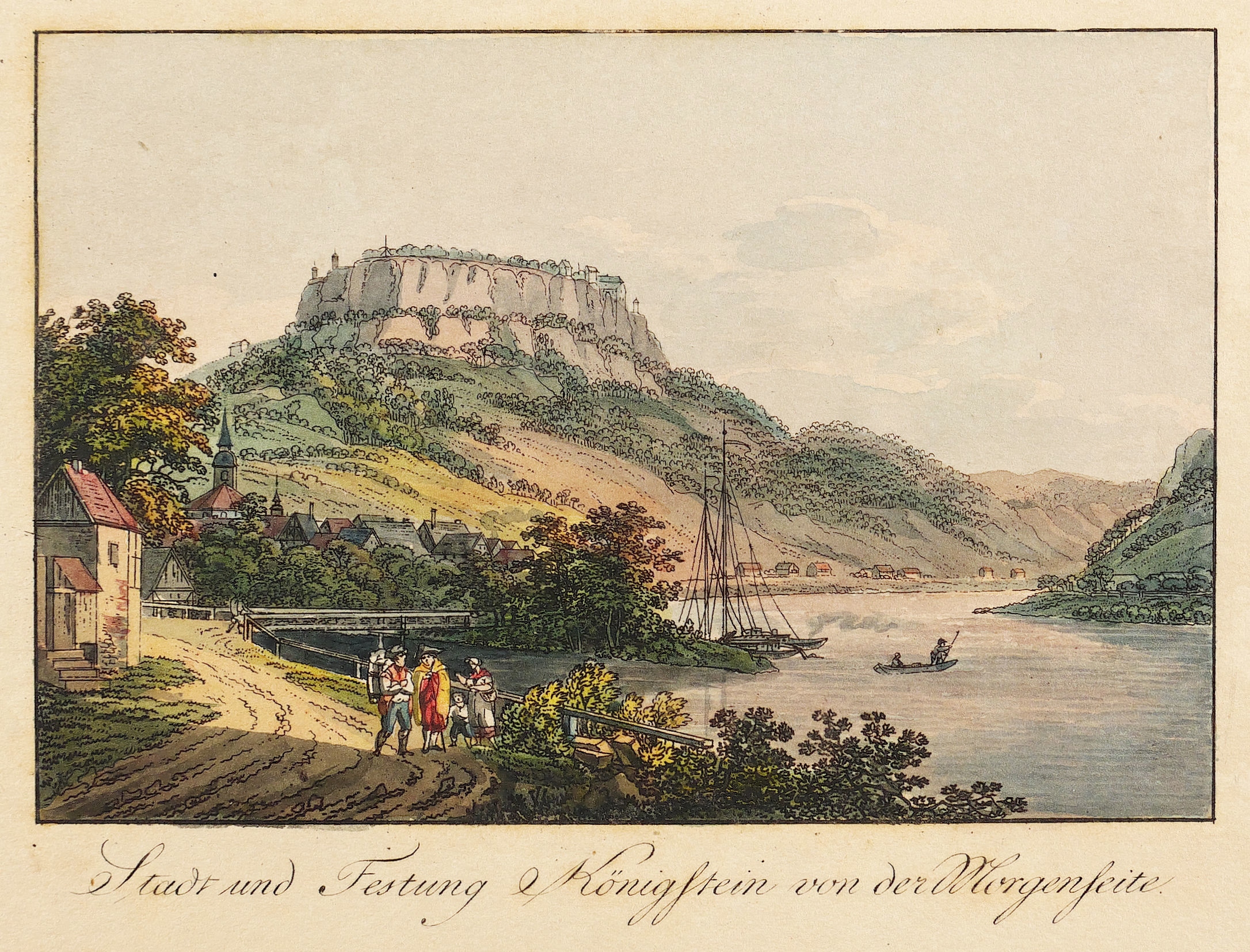 Königstein (Sachsen). - Gesamtansicht. - Stadt & Festung. - "Stadt und ...