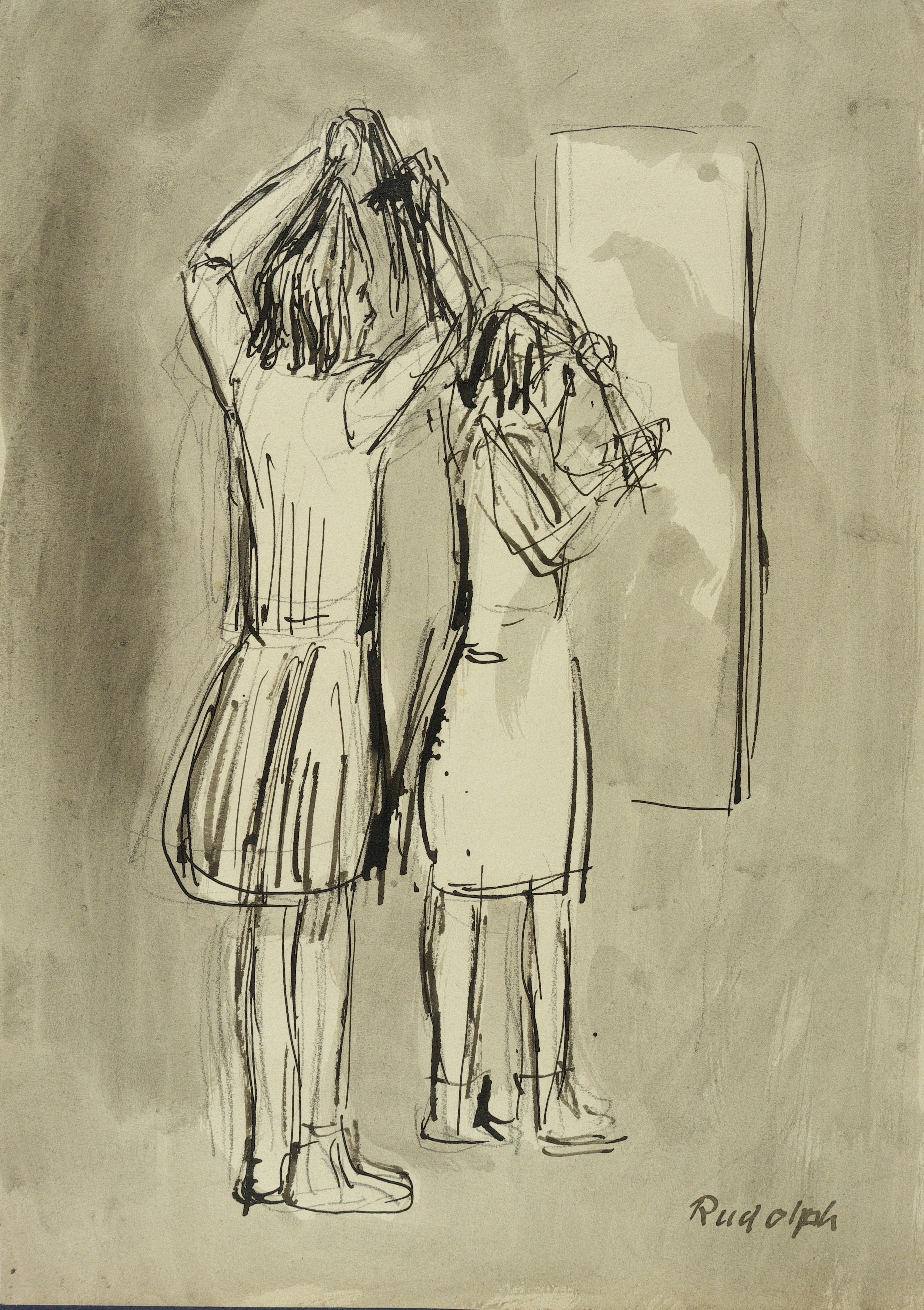 Rudolph, Wilhelm. Sich kämmende Mädchen by Wilhelm Rudolph: guter ...