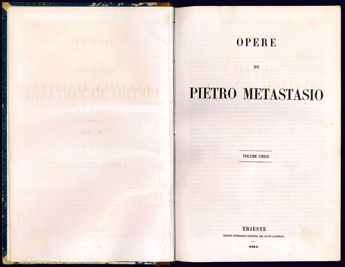 Opere di Pietro Metastasio. Volume unico. par METASTASIO, Pietro (Roma ...