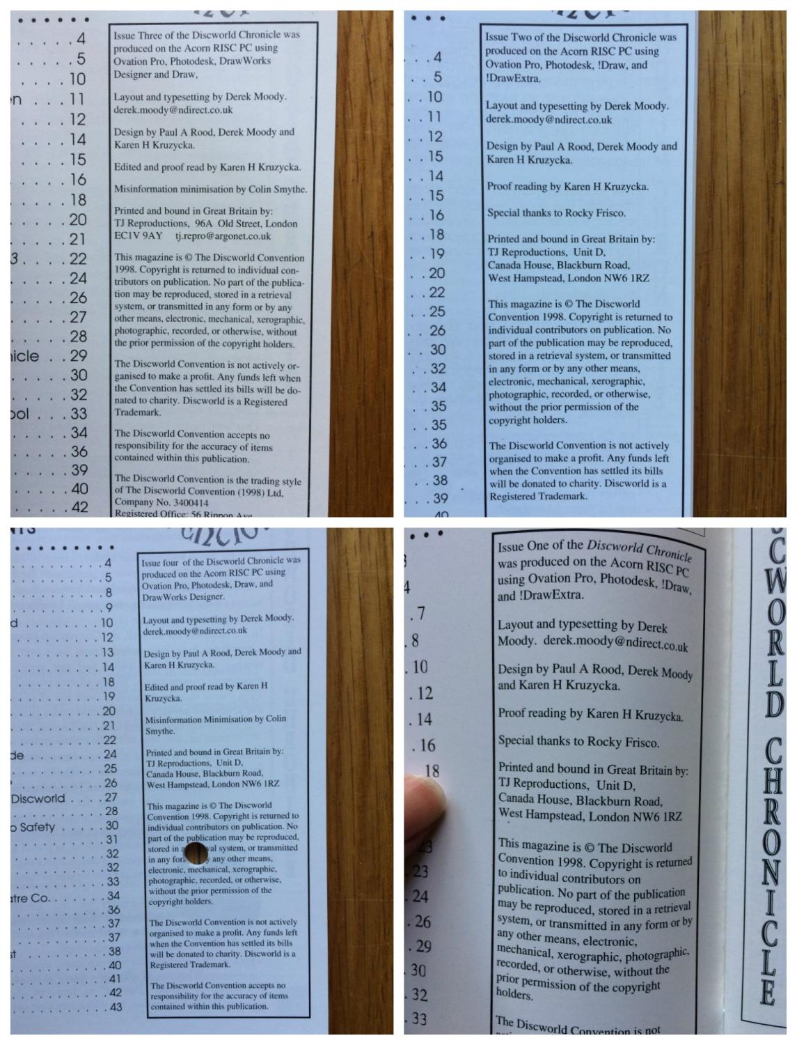 The DIscworld Chronicle complete set (Convention 1998 magazine): Very ...