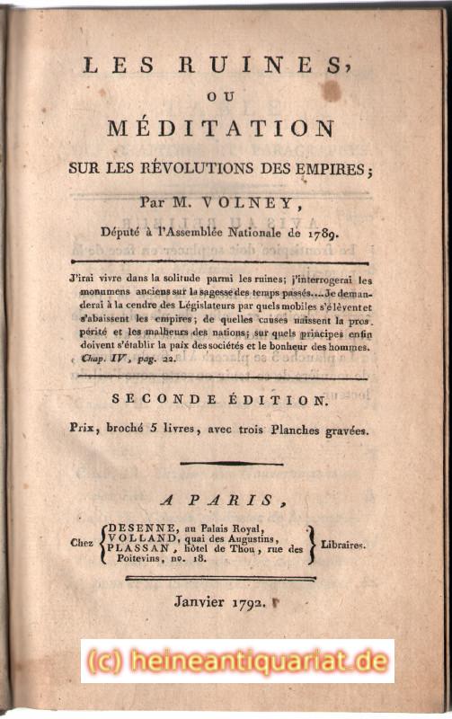 Les Ruines, ou Meditation sur les Revolutions des empires; Par M ...