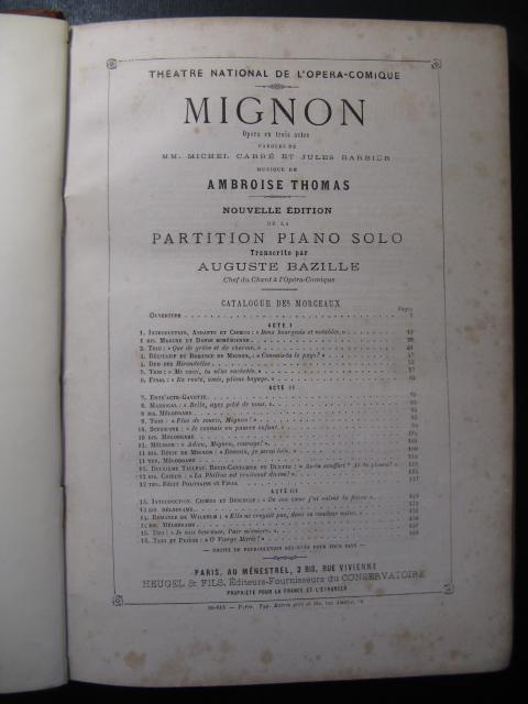 THOMAS Ambroise Mignon Opera Piano solo XIXe by THOMAS Ambroise Mignon ...