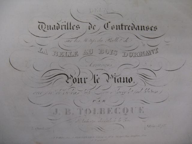 TOLBECQUE J. B. Quadrille No 1La Belle au Bois Dormant Piano 1830 by ...