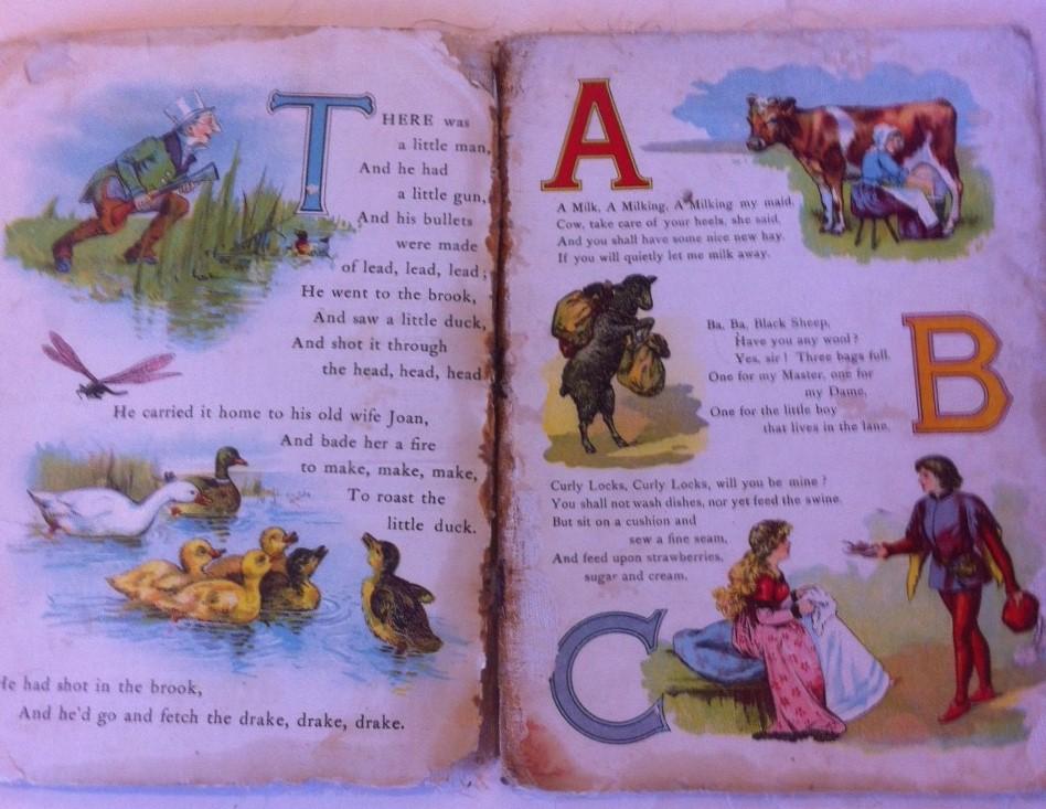 Nursery Rhymes from Mother Goose with Alphabet, Lithographed on linen ...