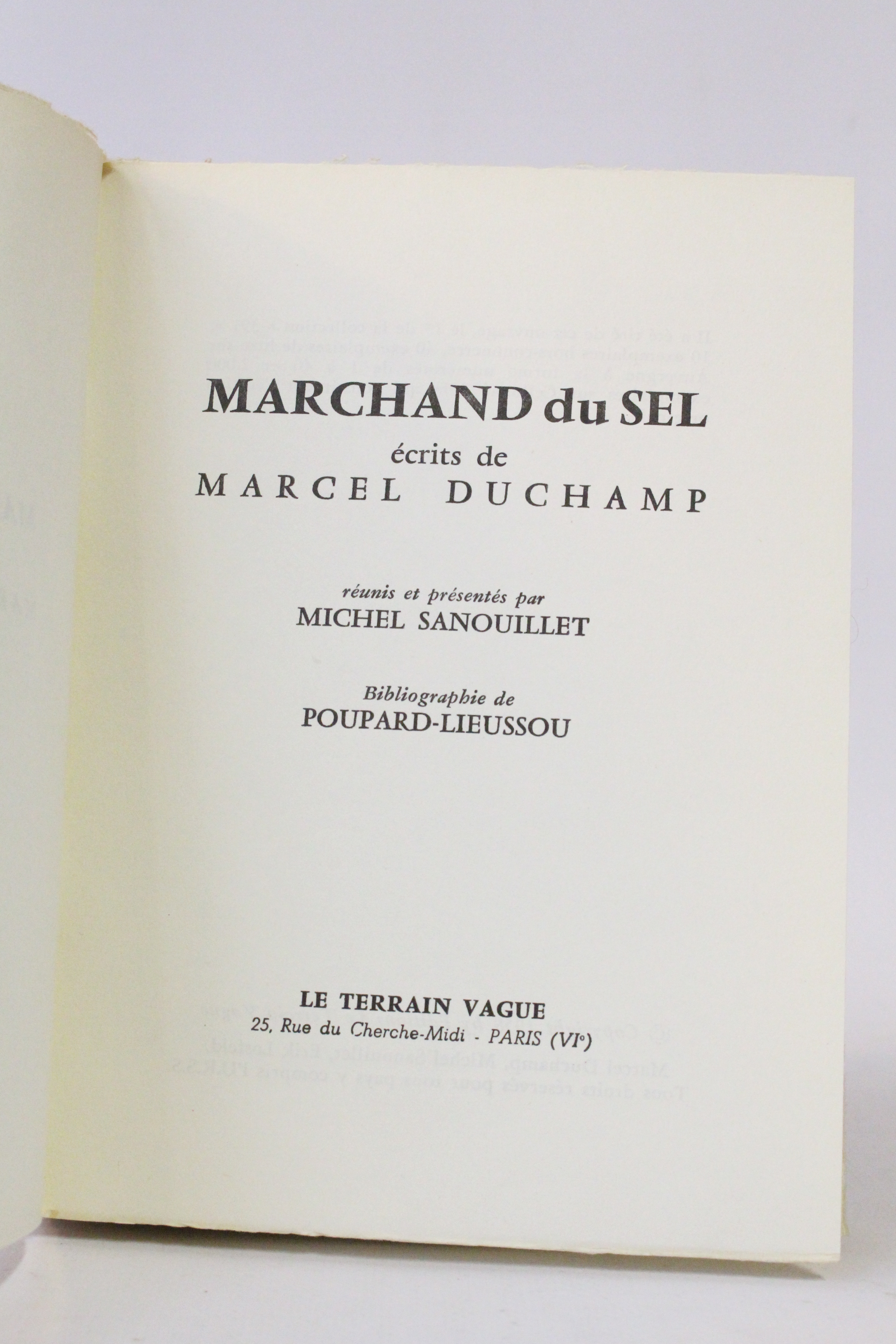 Marchand du sel by DUCHAMP Marcel: couverture souple (1959) | Librairie ...